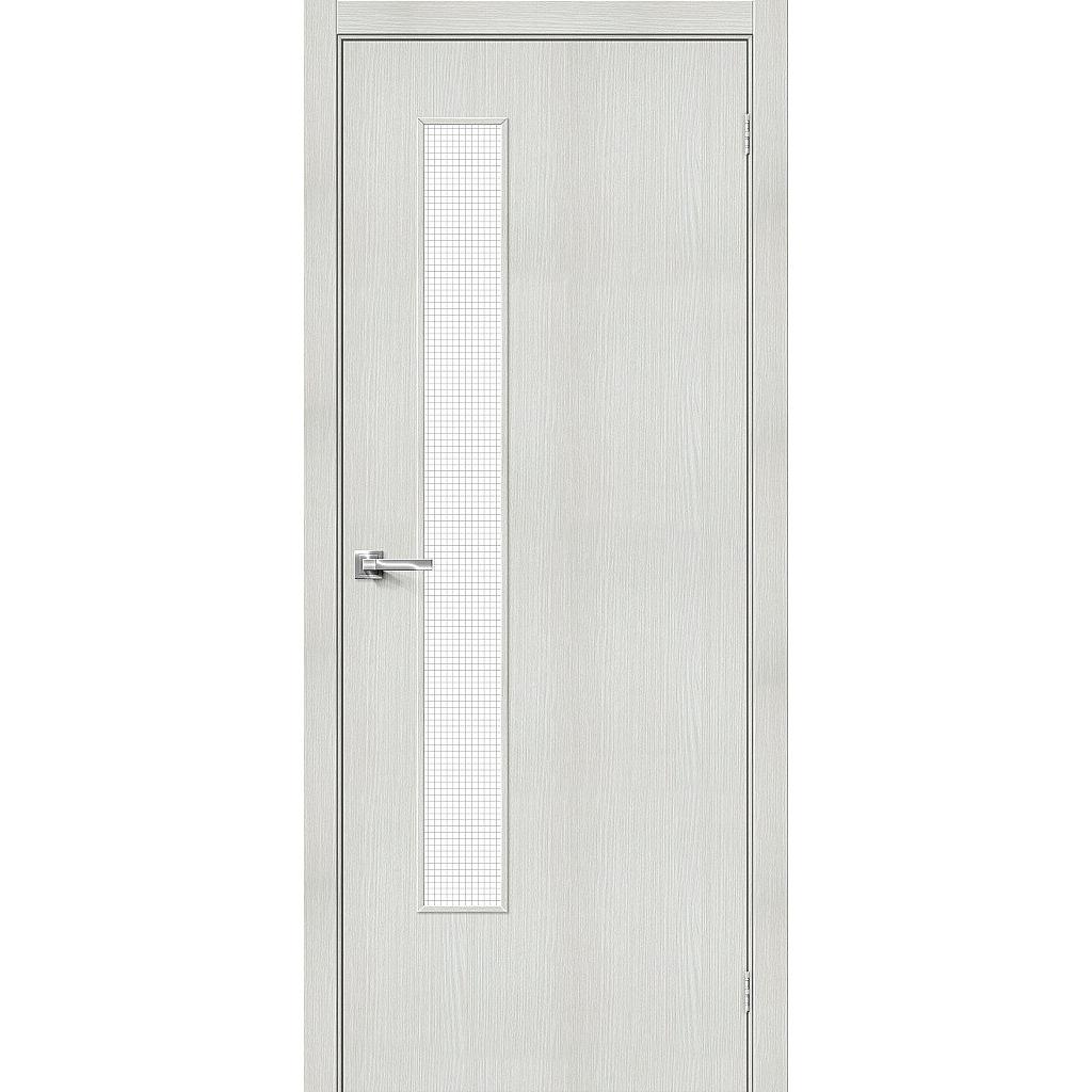 Межкомнатная дверь Браво-9 Bianco Veralinga / Wired Glass 12,5 Экошпон ...